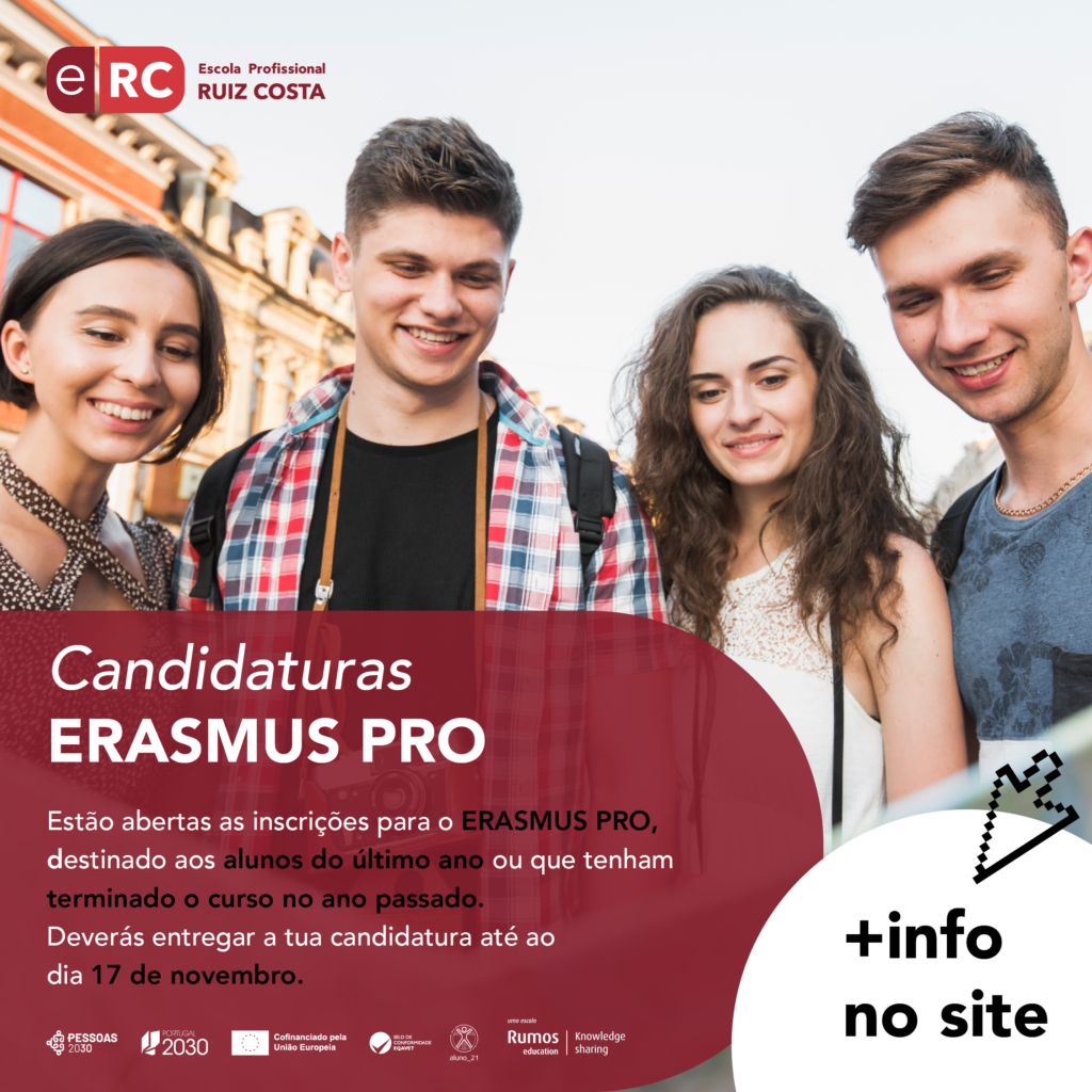 Candidaturas Abertas para Erasmus PRO - Escola Profissional Ruiz Costa